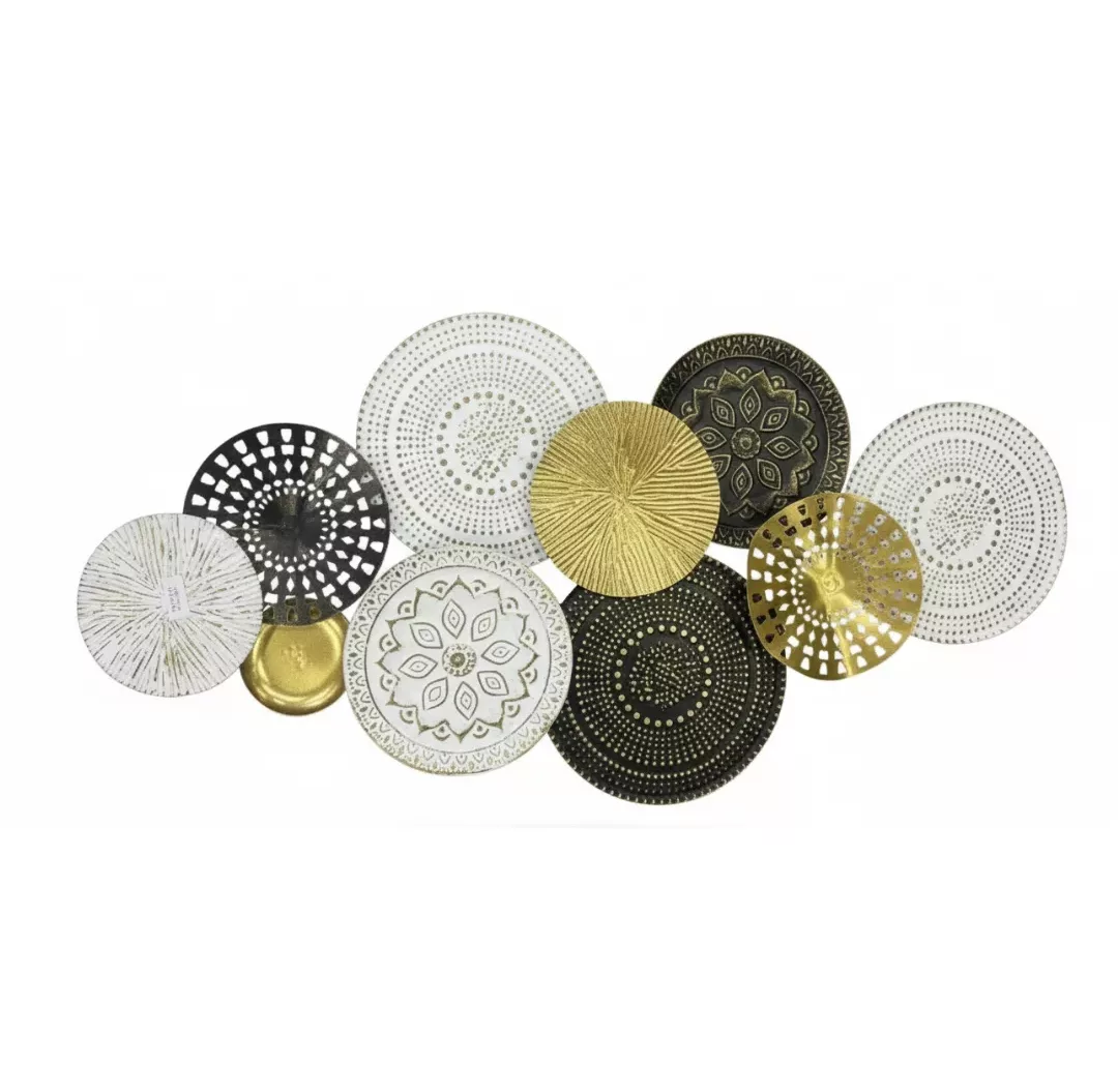 Décoration Murale Design "Mosaïque de Soleils" – Métal Or, Noir et ...